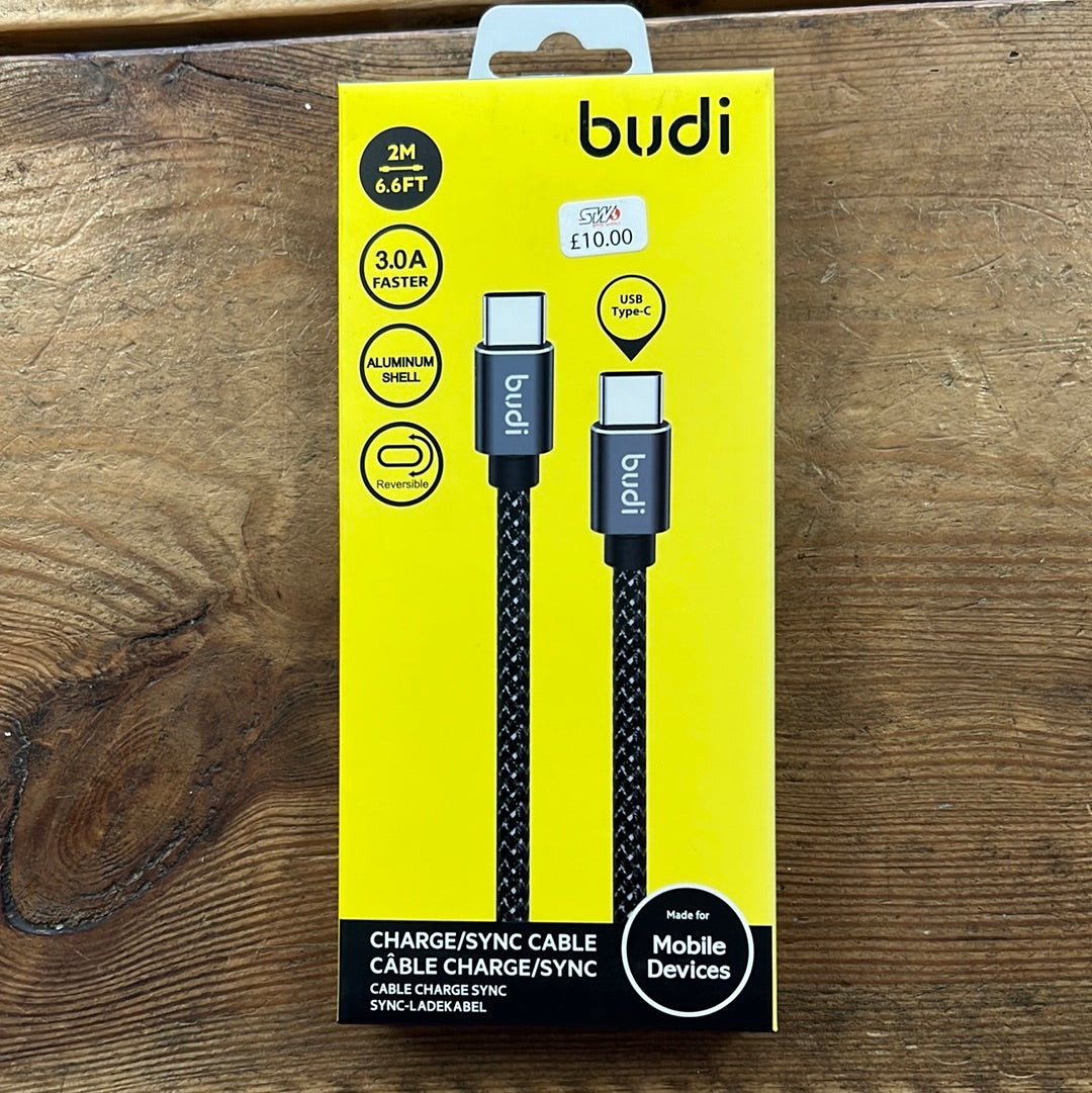 Budi Cable 2M 3.0A Braided TYPE C to TYPE C – Simtek World
